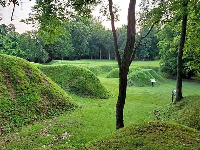 These grass-covered trenches once held soldiers; now they're just really dramatic landscaping with incredible historical significance.