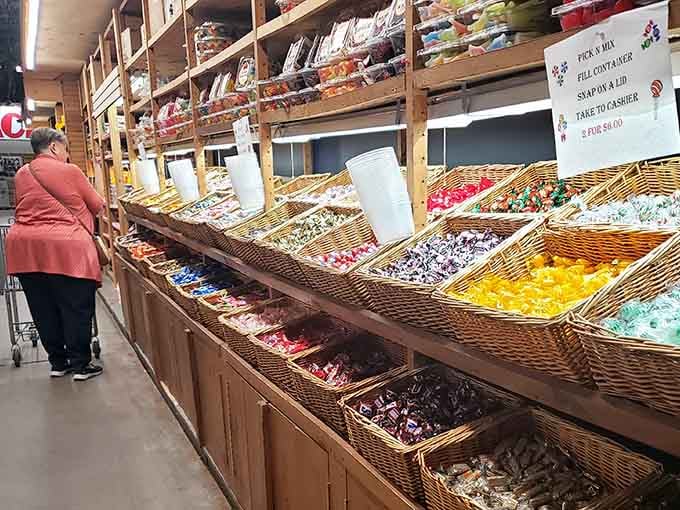 Bulk candy bins in every color of the rainbow make choosing just one flavor feel like an impossible life decision.