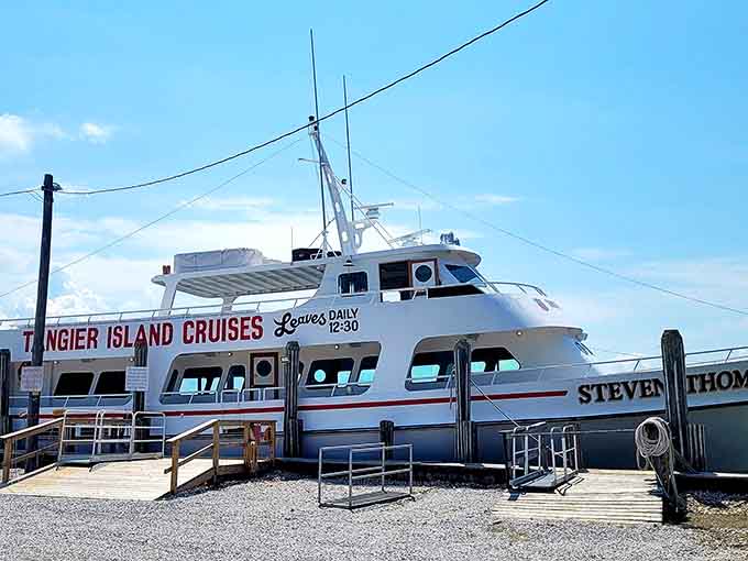The Steven Thomas ferry has carried countless visitors to Tangier Island, offering passage to a world where time moves differently.