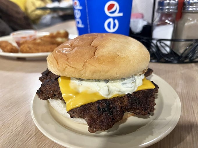 This burger means business, with a patty that actually fills the bun and cheese melting exactly like it should.