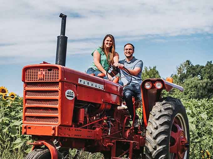 That classic Farmall tractor makes the perfect backdrop for photos that'll make your friends think you flew overseas.