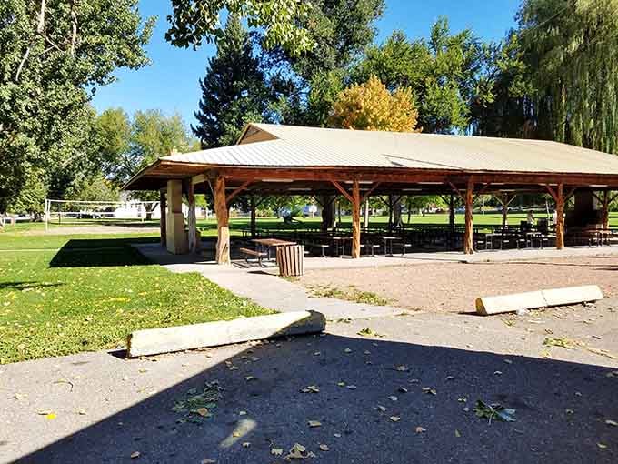 Shaded pavilions and green spaces provide gathering spots that don't charge admission or require reservations six months out.