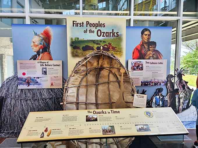 The First Peoples exhibit honors those who called these hills home long before Silver Dollar City existed.