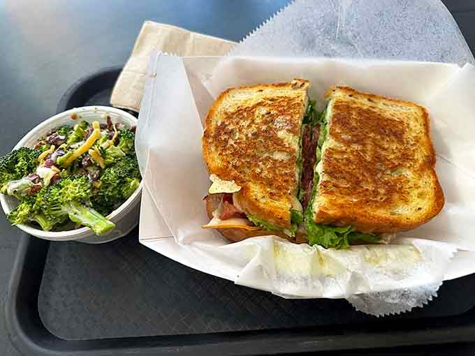 Golden-grilled perfection paired with a side salad, because balance is important even when you're indulging completely.