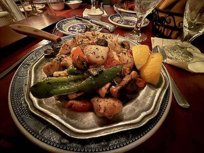 Seafood Isabella arrives looking like the ocean decided to throw its best ingredients onto one plate.