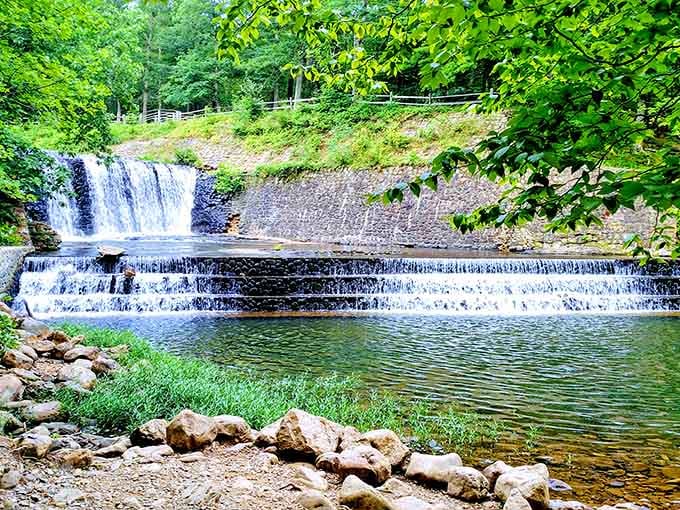 The dam's tiered spillway creates a cascading masterpiece that's part architecture, part natural wonder, all gorgeous.