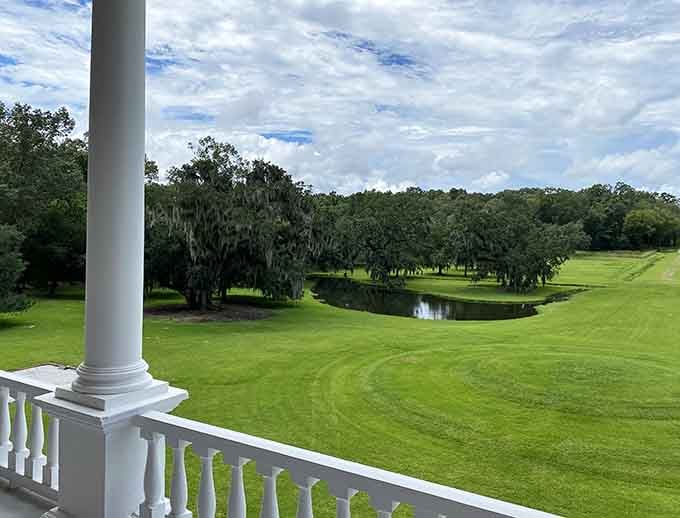 From the portico, you can survey grounds that stretch toward the Ashley River like a living history painting.