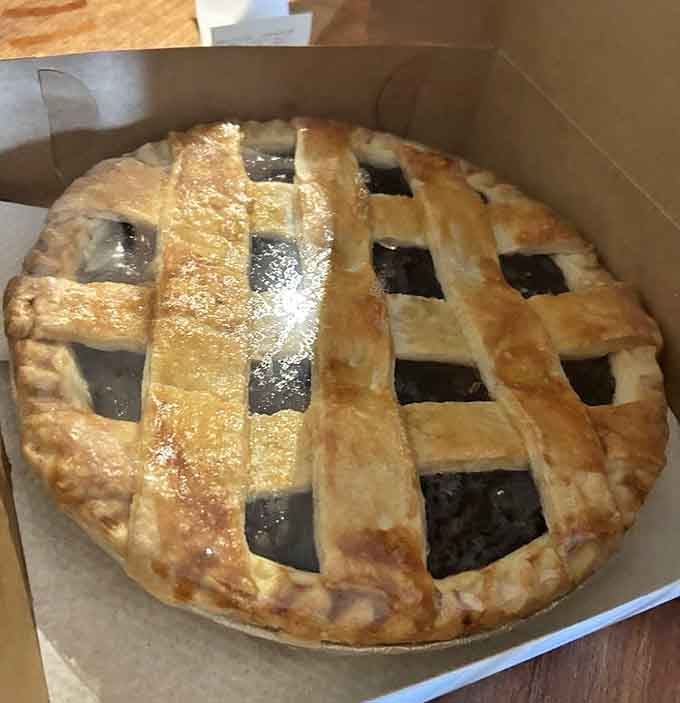 A lattice-topped blueberry pie so beautiful it almost seems wrong to cut into it. Almost being the key word.