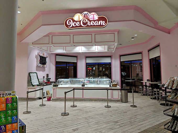 The ice cream counter awaits, ready to cool you down after miles of desert highway driving.