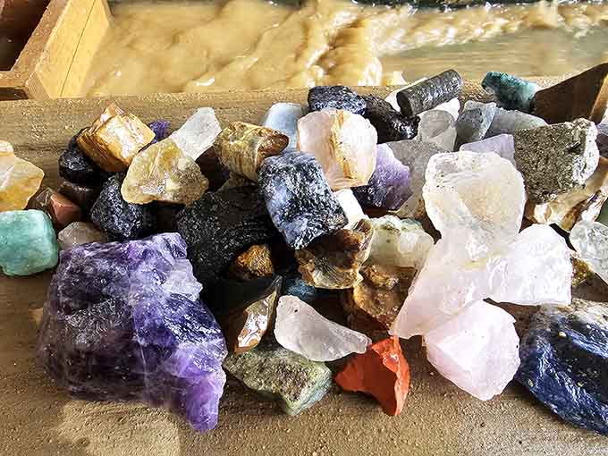 Your bucket's treasure trove awaits, a rainbow of minerals formed millions of years before TikTok existed.