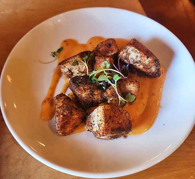 Golden-crusted perfection swimming in sauce, these bites prove that sharks aren't the only ones who know good eating.