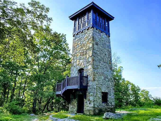 This stone tower stands like something from a Grimm fairy tale, minus the witch but with infinitely better views.
