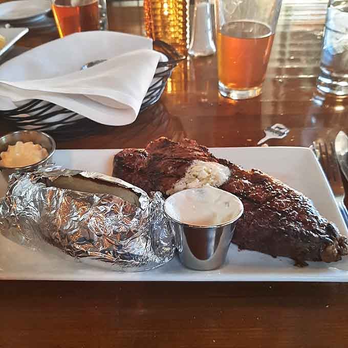That Strip steak with compound butter proves simple preparations often yield the most spectacular results.