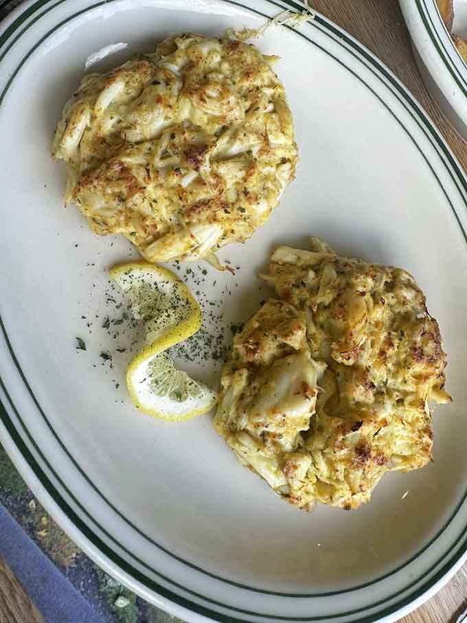 Maryland crab cakes so generously sized, they make regular crab cakes look like they're on a diet plan.