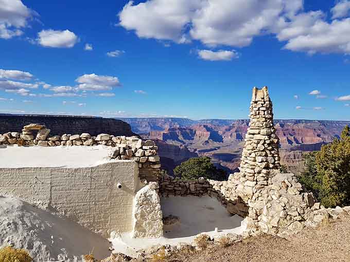 Ancient stone structures blend seamlessly with the landscape, honoring the canyon's rich cultural heritage and timeless beauty.