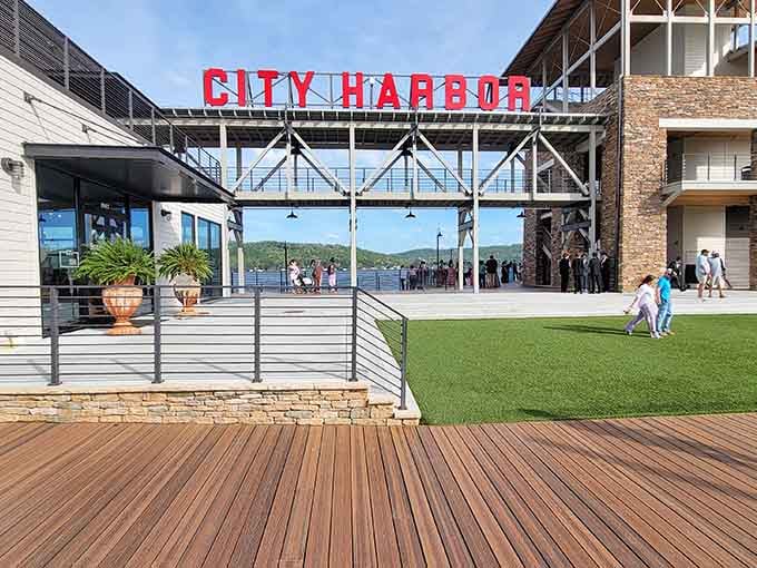 City Harbor's red letters announce you've arrived somewhere special, like Hollywood but with better fishing and friendlier people.