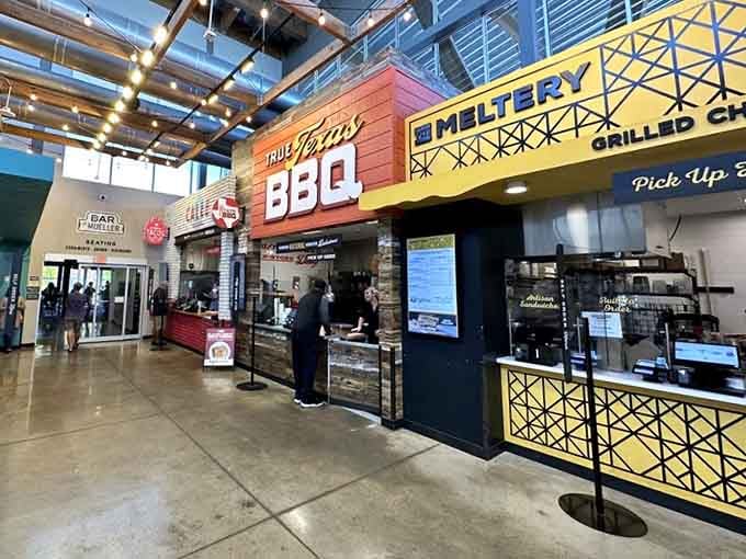 True Texas BBQ and friends lined up like the world's most delicious strip mall under one roof.