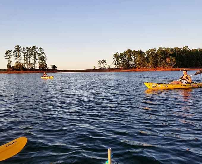 Nothing says "I've escaped civilization" quite like gliding across glassy water as the sun paints everything gold.
