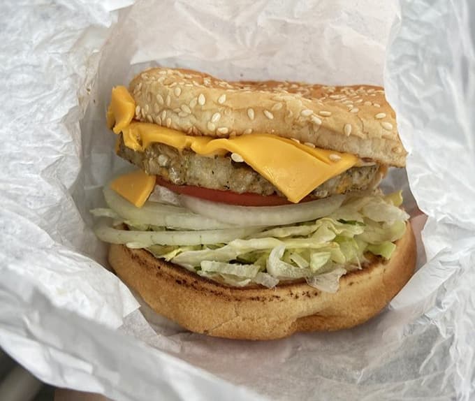 The Garden Burger proves that even vegetarians deserve their moment of drive-in glory, lettuce and all piled high.