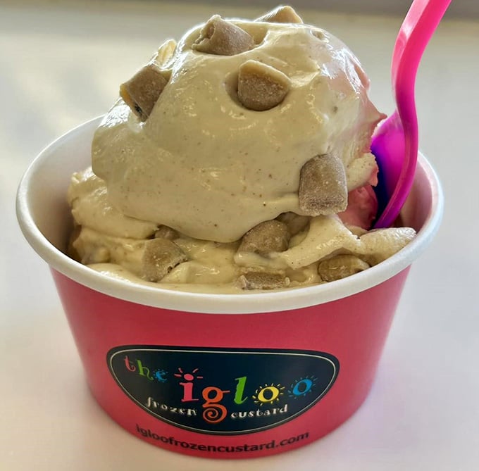 Peanut butter cookie dough chunks suspended in creamy custard create the kind of bliss poets write about.