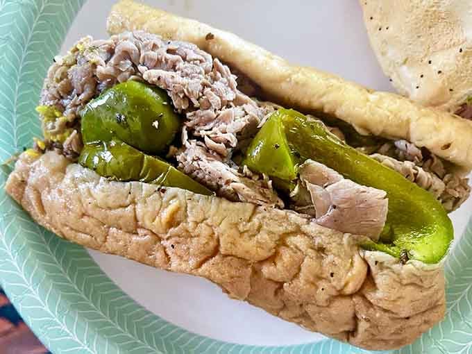 That Italian beef sandwich is piled so high with tender meat and peppers, you'll need an engineering degree to eat it.