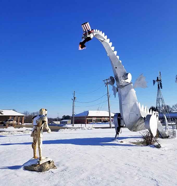 Even winter can't cool down this dragon's spirit, though the snow does make for one dramatic backdrop.