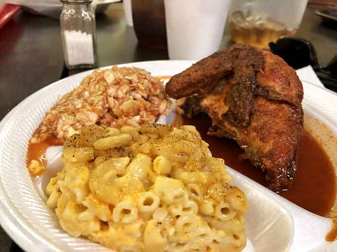 That crispy chicken paired with creamy mac and cheese is comfort food that'll make you forget your troubles.