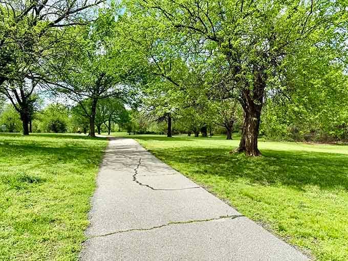 Tree-lined, peaceful, and completely free of charge. This walking path is therapy without the copay.