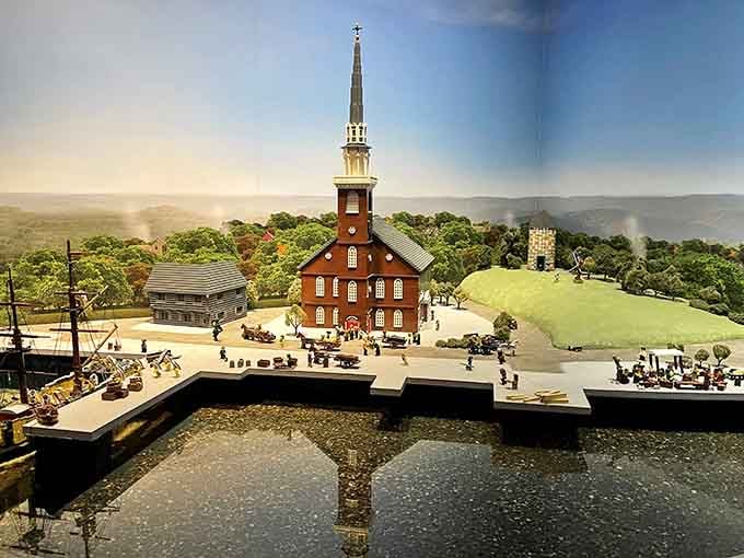This charming New England village scene captures coastal beauty one tiny brick at a time, minus the seagulls.