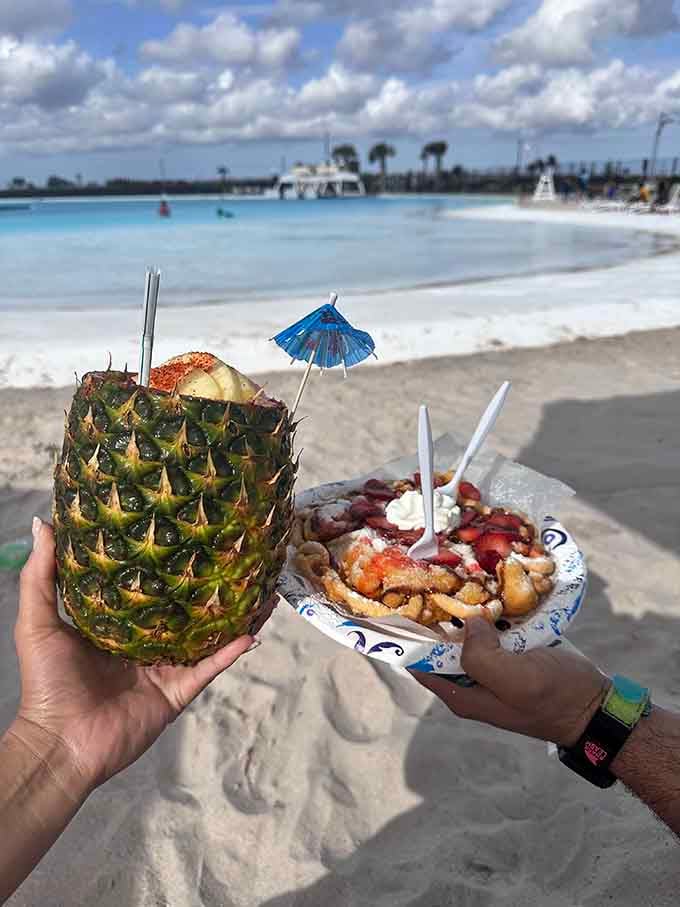 When your cocktail comes in a pineapple and your snack looks this good, you've officially entered vacation mode without leaving Texas.