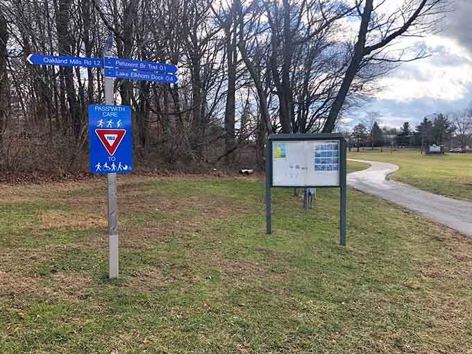 Even the trail signs here are friendly, pointing you toward adventure without any judgment about your pace.