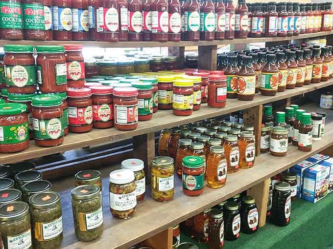 Shelves packed with preserves, pickles, and sauces prove that Pennsylvania takes its canning seriously and deliciously.