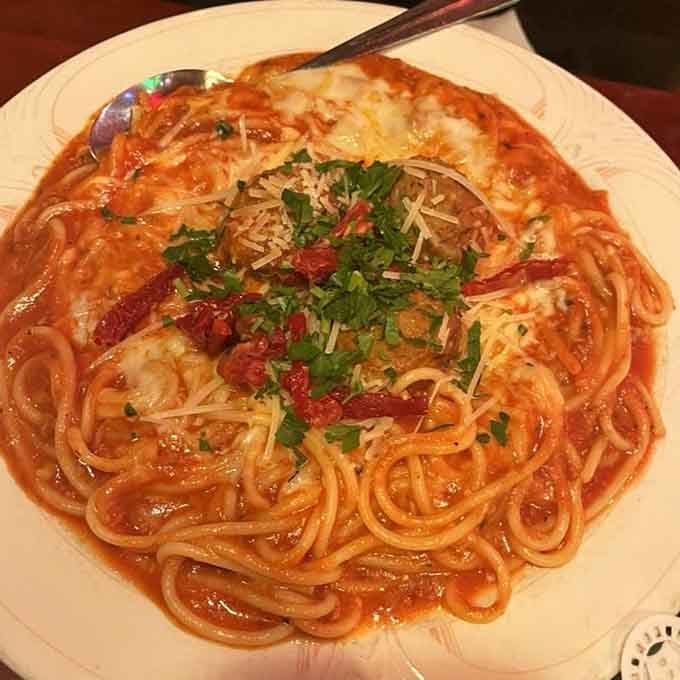 Perfectly twirled spaghetti glistening with sauce, this is what you came for and it delivers beyond your wildest carb-loaded dreams.