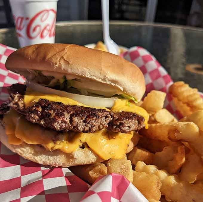 Look at that beautifully charred beef and melted cheese, this is burger engineering at its finest.