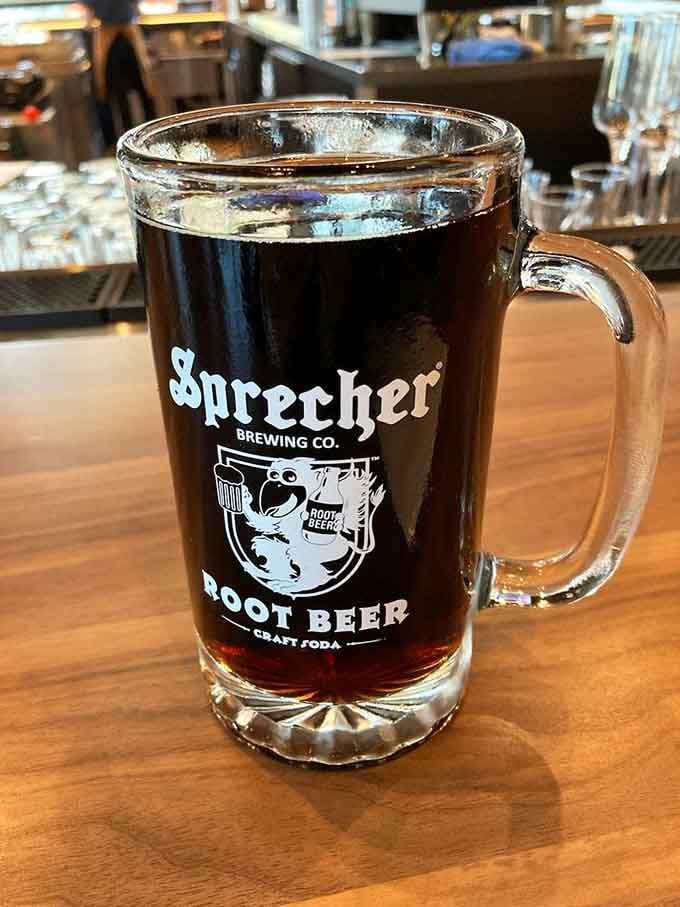 Even the root beer gets the royal treatment here, served in a proper mug like civilized people intended.