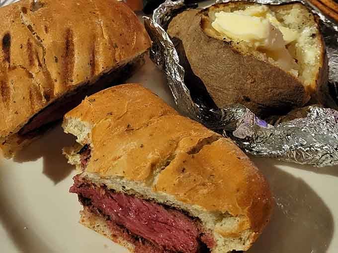 The steak sandwich proves that sometimes the best things come between two slices of garlic-kissed bread.