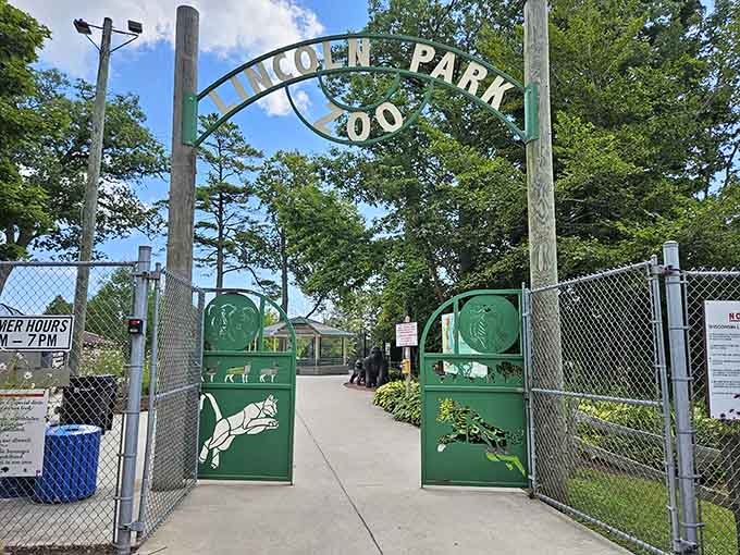 Lincoln Park Zoo's entrance welcomes families to free entertainment, a concept seemingly extinct in bigger cities.