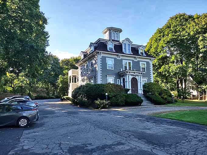 This Second Empire beauty stands proud, its mansard roof and cupola commanding attention like architectural royalty.