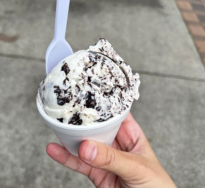 Cookies and cream in a fresh waffle cone: proof that simple pleasures are often the most satisfying.