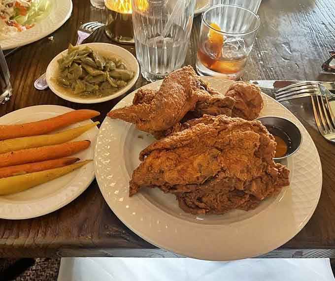 Southern fried chicken so perfectly golden, it could make your grandmother reconsider her secret recipe and life choices.