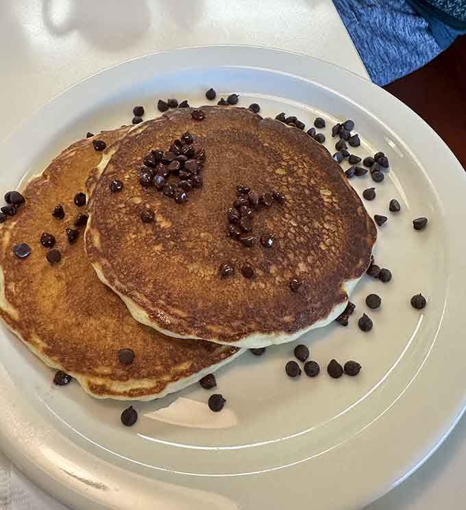 Chocolate chip pancakes that would make your grandmother jealous &ndash; fluffy, generous, and absolutely worth the inevitable food coma.