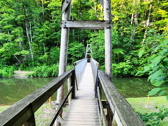 This charming suspension bridge over Mill Creek proves getting there really is half the adventure – Indiana Jones style.