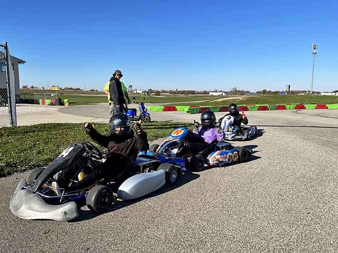 Family karting sessions: where parents discover their kids have been secretly training on video games.
