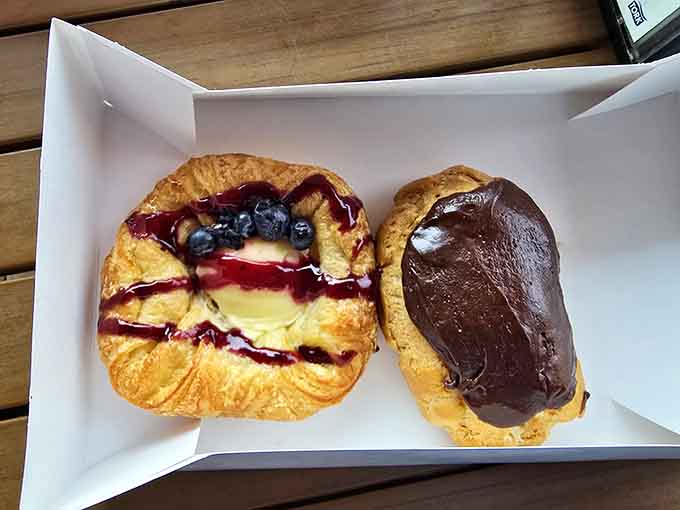 When you can't decide between custard and chocolate, the universe provides both in one glorious box.