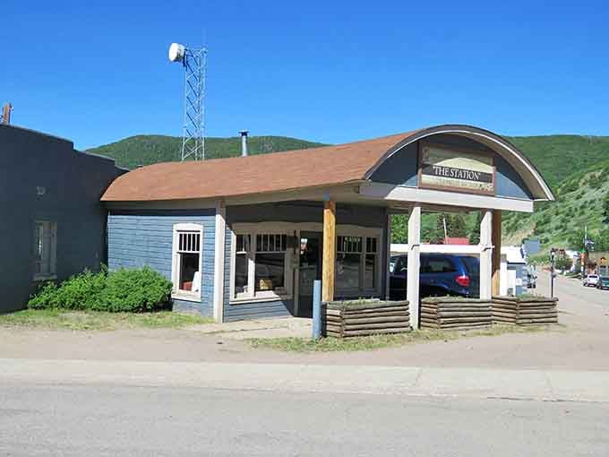 The Station building's curved roof is pure vintage Americana, the kind of place where memories were made in black and white.