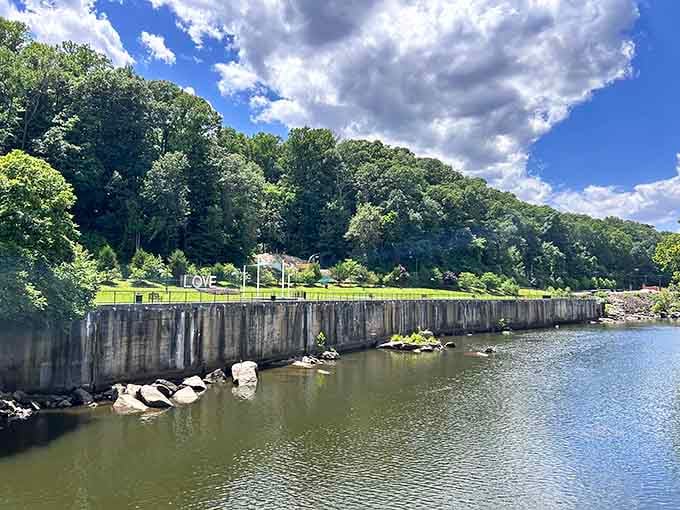 The old dam remnants stand as silent witnesses to centuries of history, proving that even ruins can be photogenic.