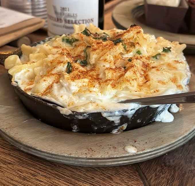 Creamy, cheesy noodle bake in cast iron: comfort food that makes your grandmother's casserole jealous.
