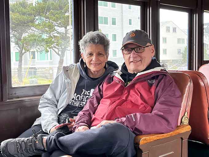 Happy passengers settle into their vintage seats, ready to experience the Oregon Coast from a whole new perspective.