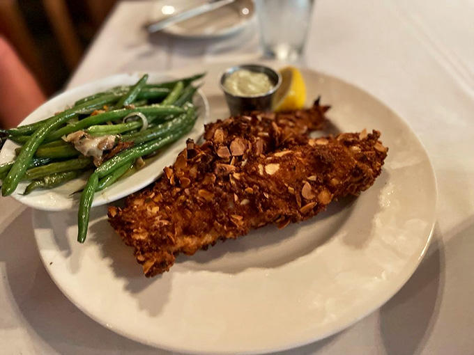 That almond crust delivers the kind of crunch that makes you forget walleye ever came any other way.