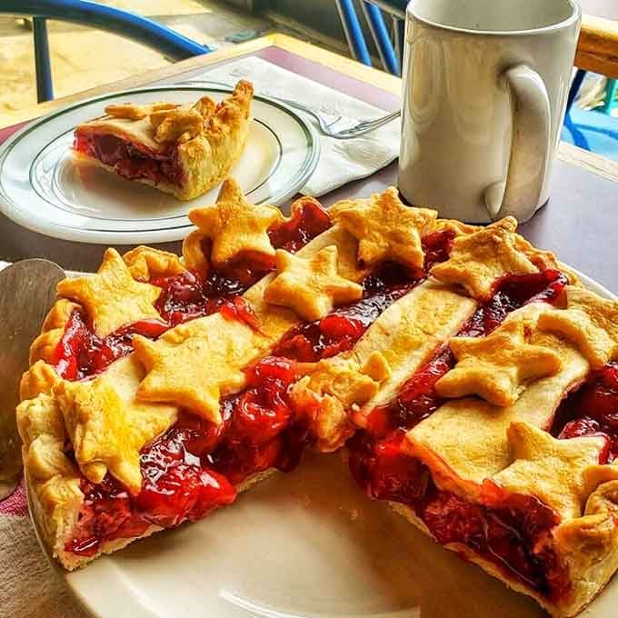 Cherry pie with a lattice top so beautiful it deserves its own Instagram account.